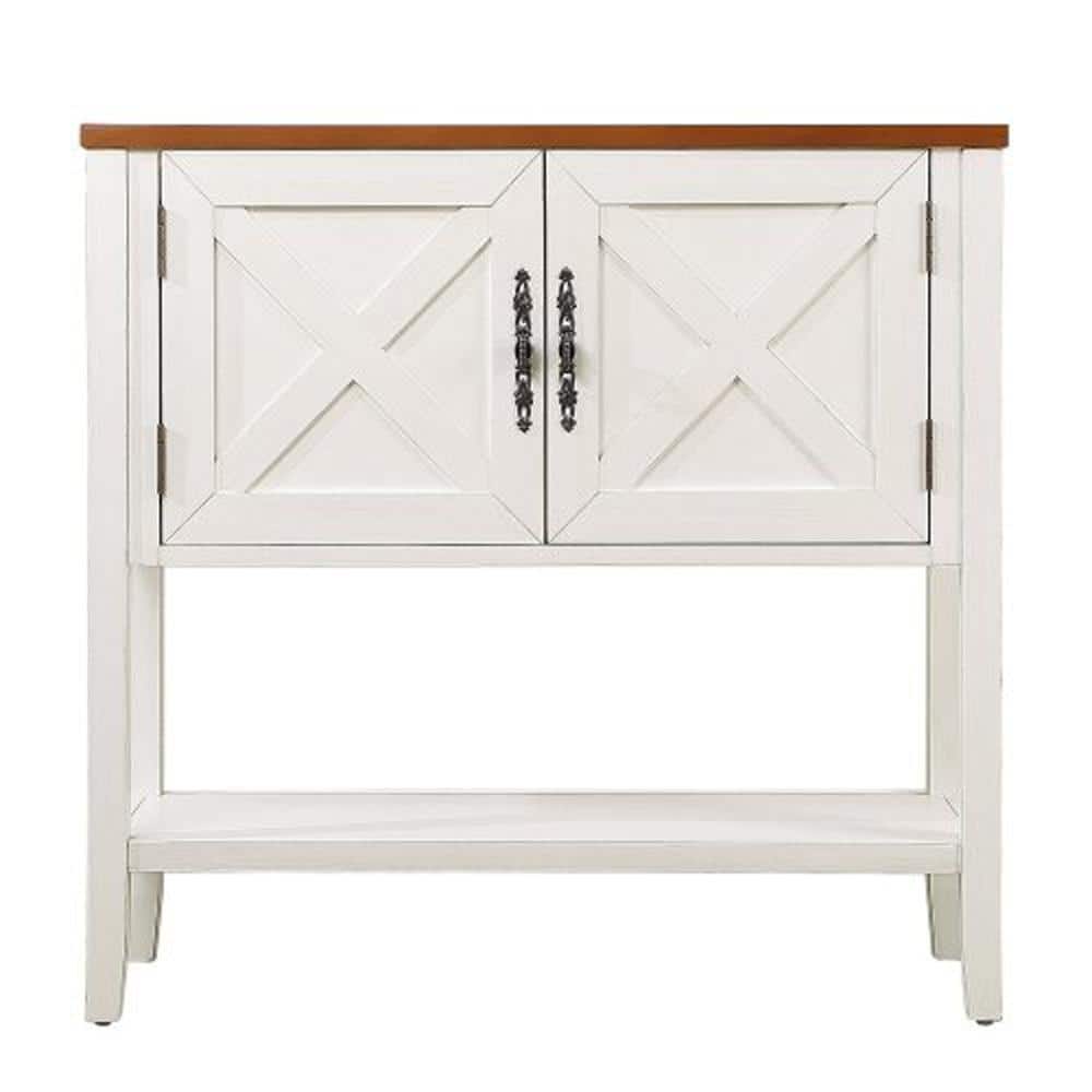 WarmieHomy 35 in. Farmhouse Wood Buffet Sideboard Console Table Bottom ...