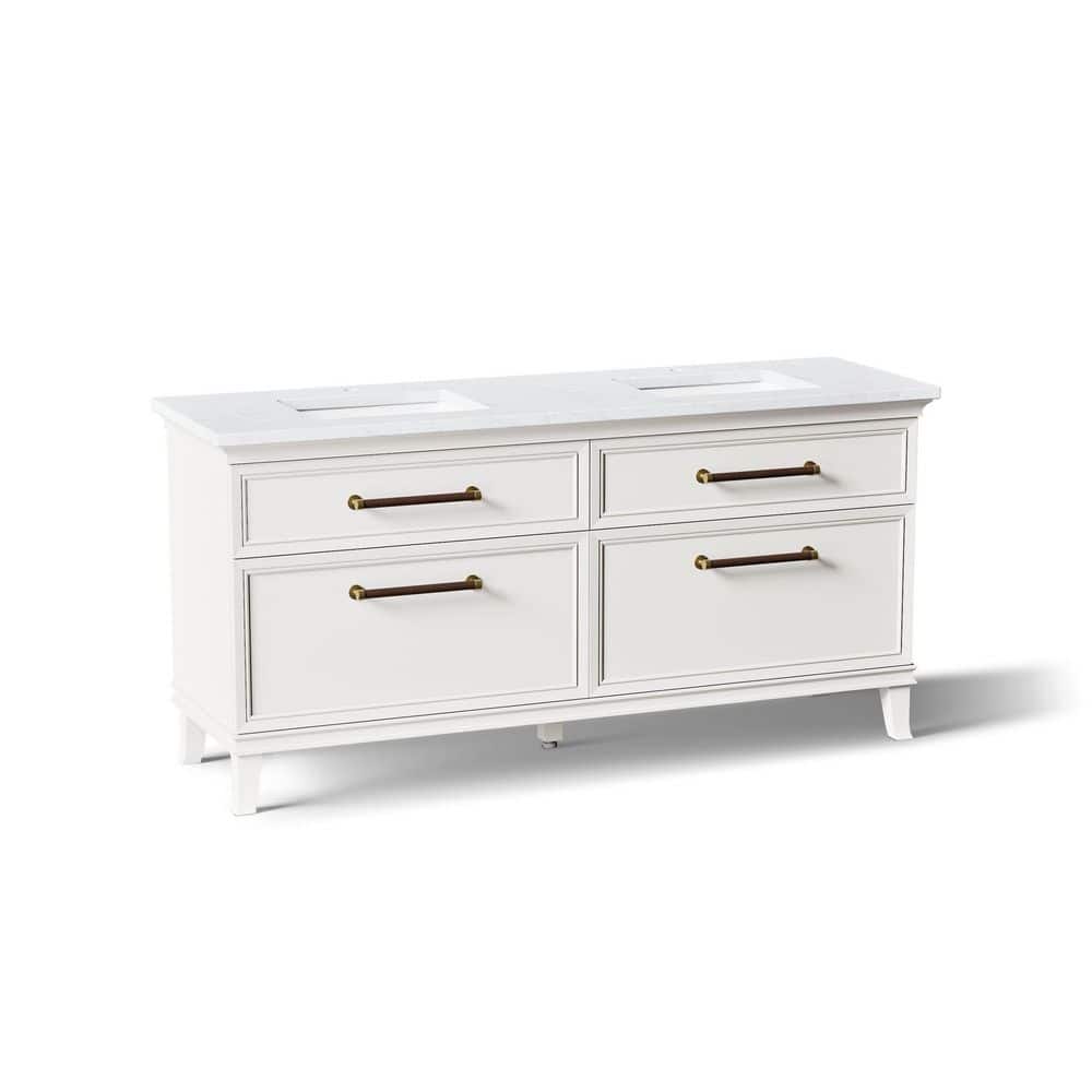 KOHLER Artifacts 72 in. 2 Basin Freestanding Linen White Bath Vanity ...