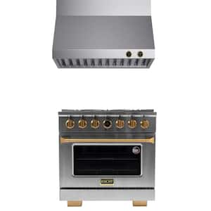 Kucht 36 in. 5.2 cu. ft. 6-Burners Dual Fuel Range Propane Gas in ...