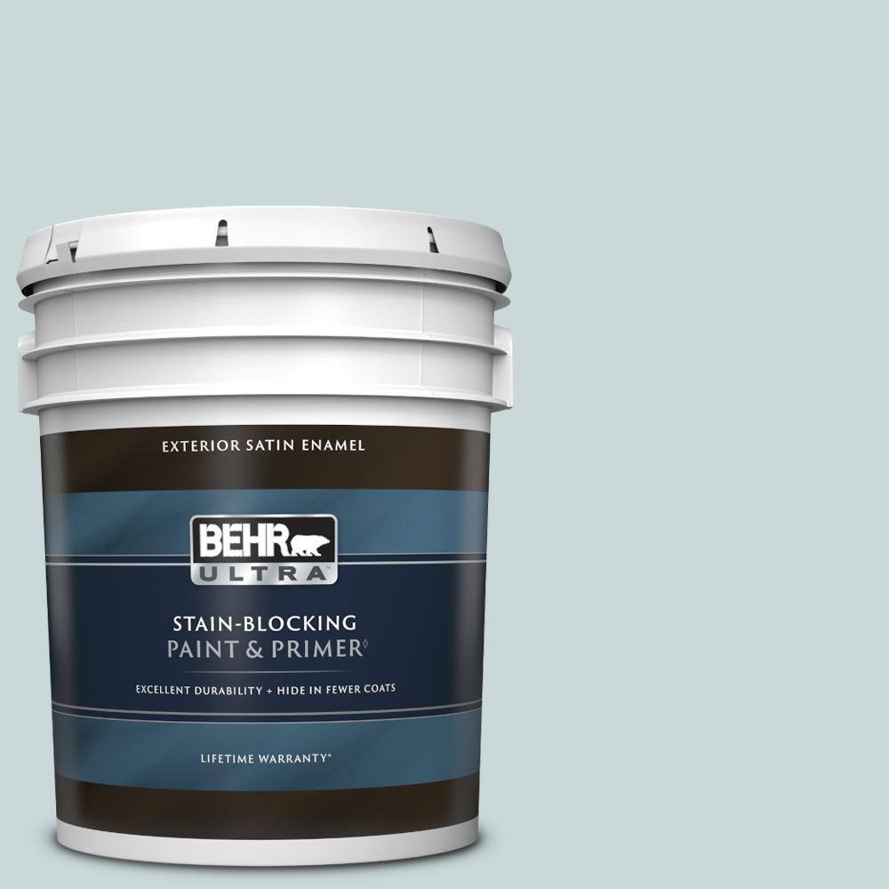BEHR ULTRA 5 gal. #PPU13-16 Offshore Mist Satin Enamel Exterior Paint ...