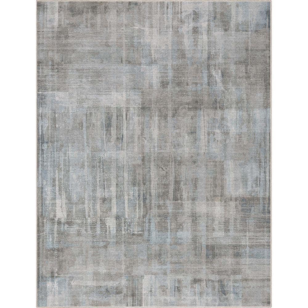 Well Woven Gray Blue 7 ft. 7 in. x 9 ft. 10 in. Flat-Weave Abstract ...