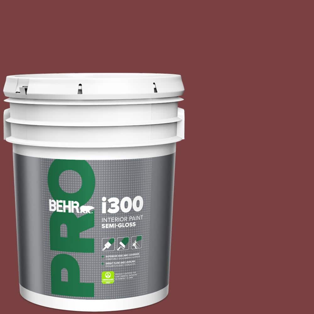 BEHR PRO 5 gal. #PMD-43 Velvety Merlot Semi-Gloss Interior Paint ...