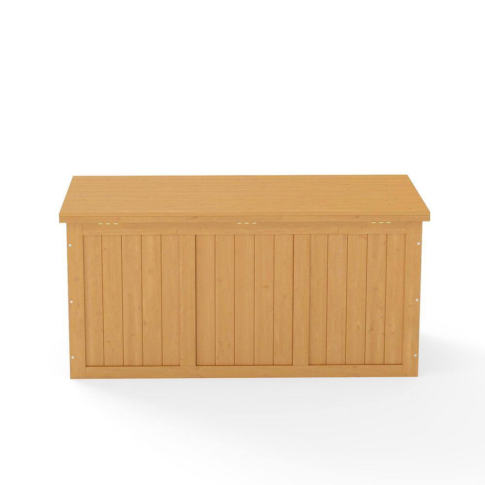 67 Gal. Light Brown Outdoor Wooden Deck Box-Solid Wood Storage with ...