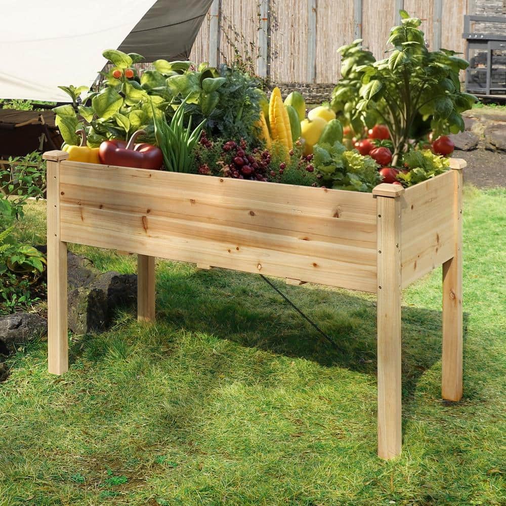 VEIKOUS 47 in. x 23 in. x 30 in. Wooden Raised Garden Bed with Liner ...