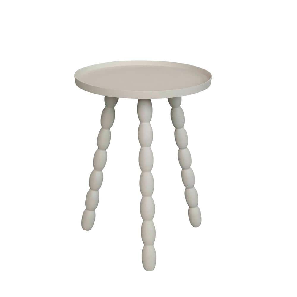 Storied Home 14 in. Matte Light Gray Round Aluminum Metal End Table ...