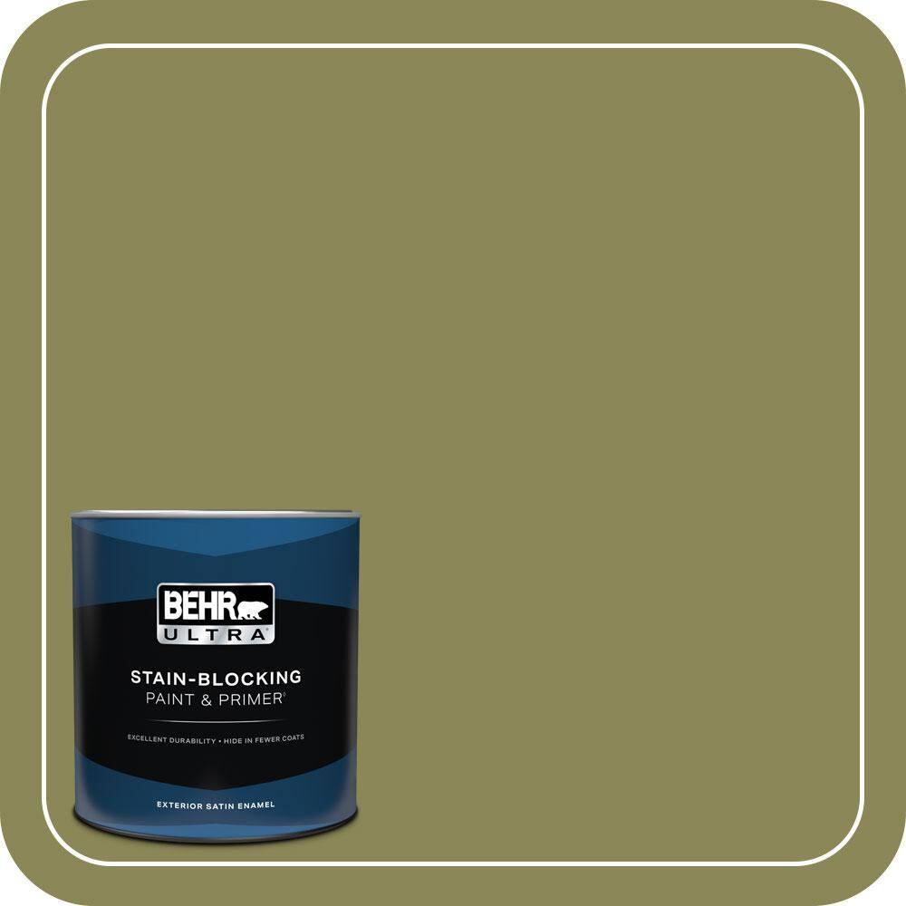 BEHR ULTRA 1 qt. #S340-6 Fertile Green Satin Enamel Exterior Paint ...