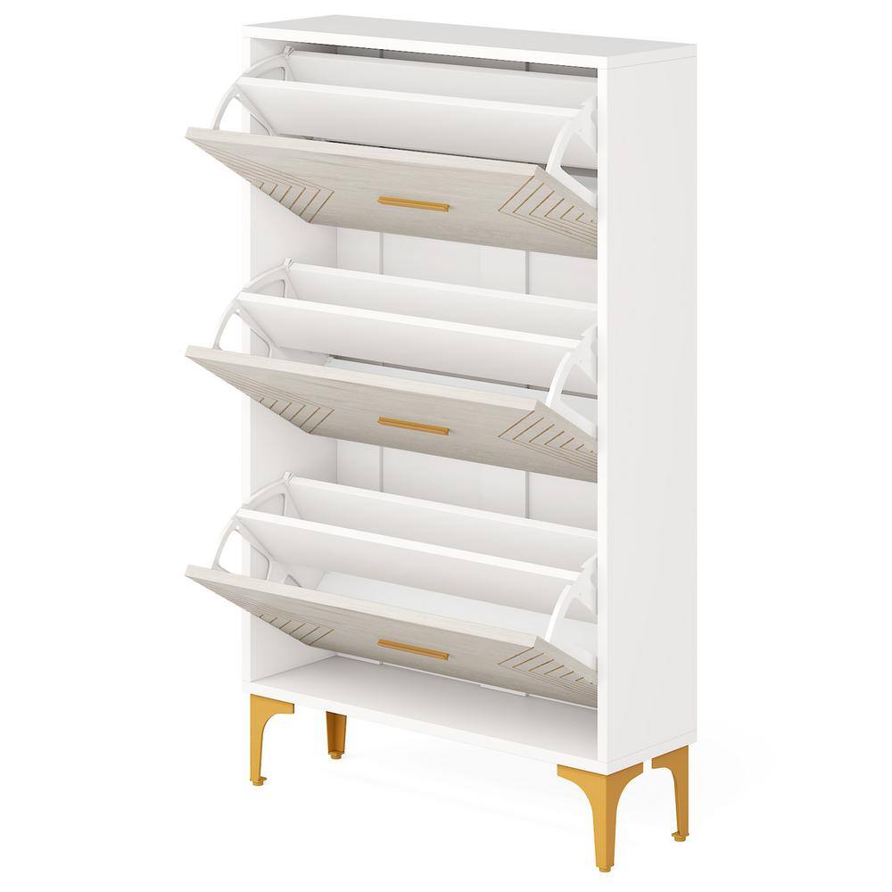 BYBLIGHT 51.1 in. H x 31.4 in. W Gray Engineered Wood Shoe Storage ...