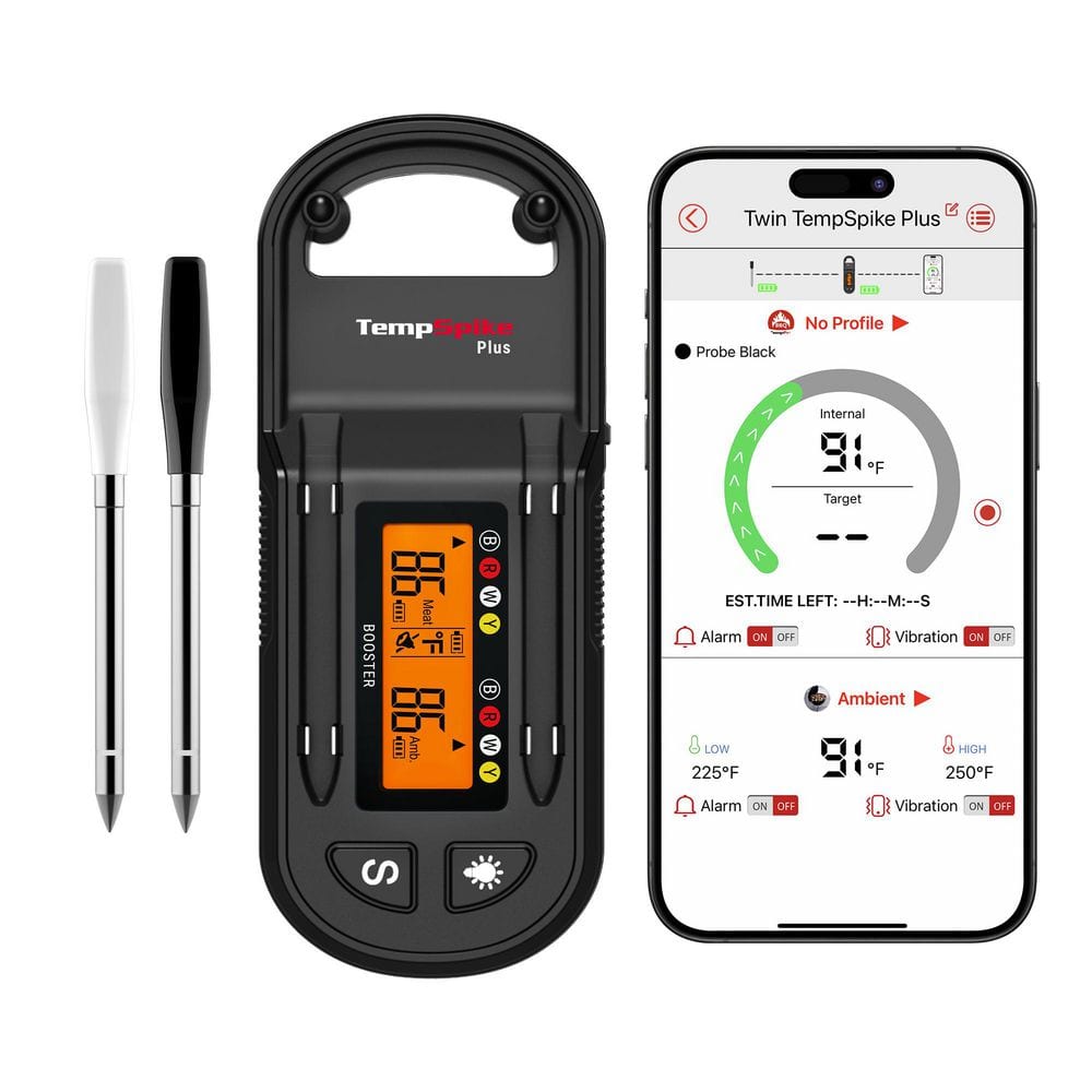 ThermoPro TempSpike Plus 600ft Bluetooth Meat Thermometer with Dual ...