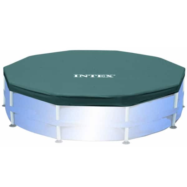 Intex 10 ft. W x 10 ft. L Round Blue Easy Set Outdoor Backyard Leaf ...