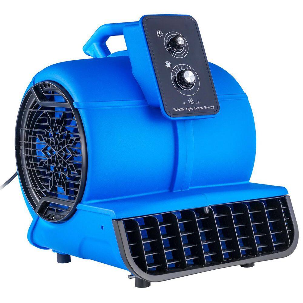 SKYSHALO Floor Blower 19.3 in. 3 Speeds Blower Fan in. Blue with 1/2 HP 2600 CFM Air Mover for ...