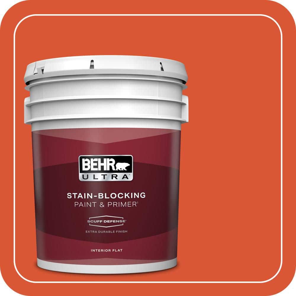 BEHR ULTRA 5 gal. #P190-7 Inferno Extra Durable Flat Interior Paint ...