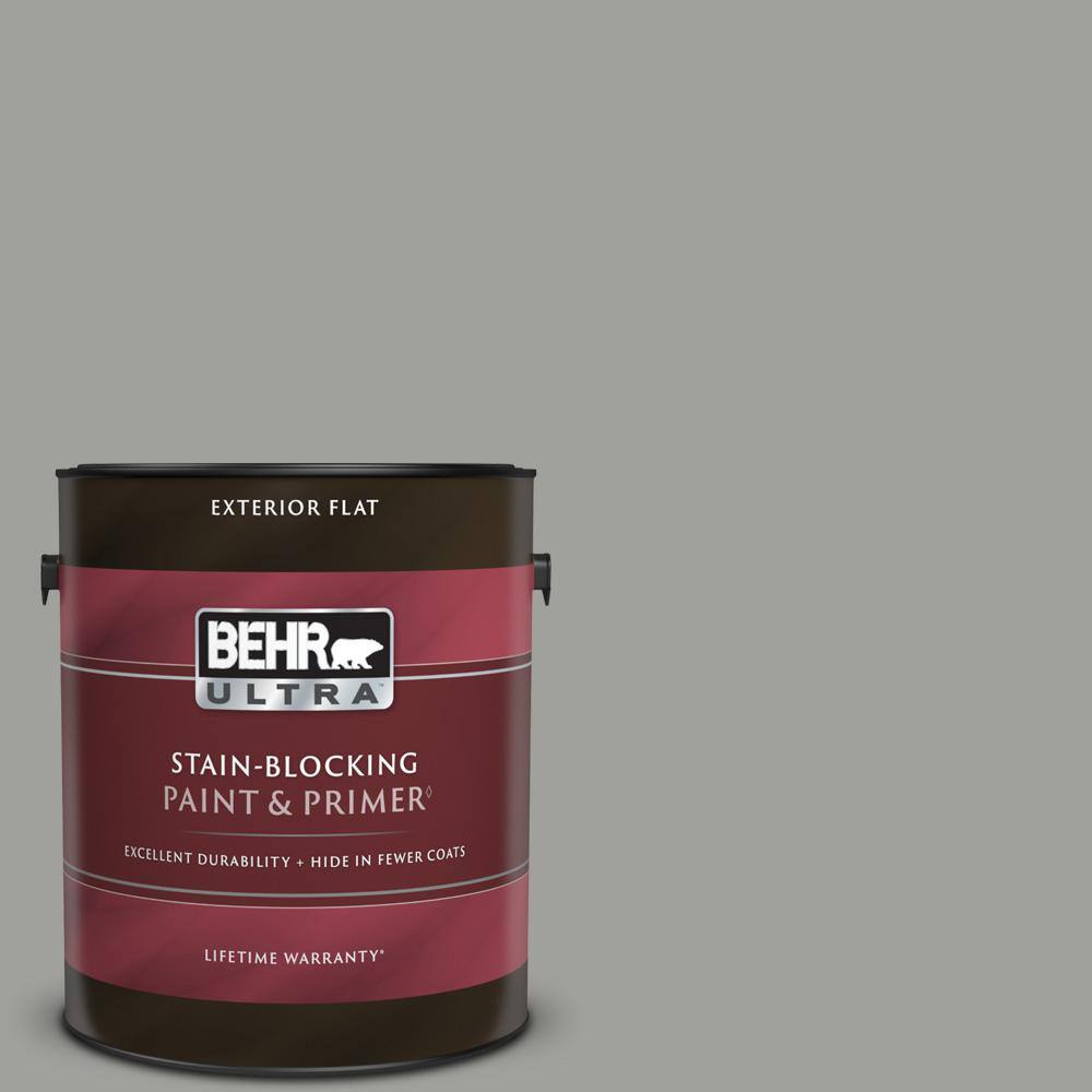 BEHR ULTRA 1 gal. #MQ6-22 Gateway Gray Flat Exterior Paint & Primer ...