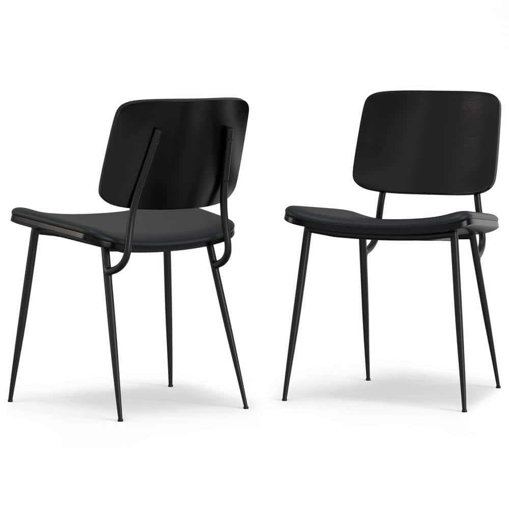 Simpli Home Hayley Modern Urban Dining Chair (Set of 2) in Black Vegan ...