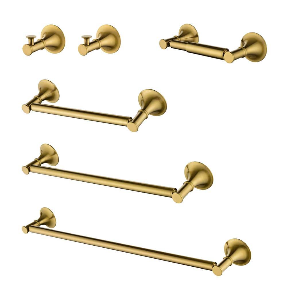Tahanbath 6-Piece Brass Bath Hardware Set Wall Mount with Hand Towel ...