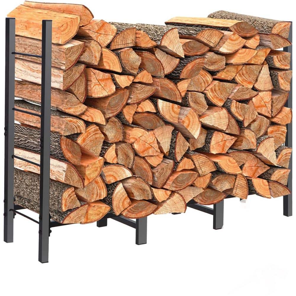 Misopily 4 ft. Firewood Rack Holder for Fireplace Wood Storage Heavy ...