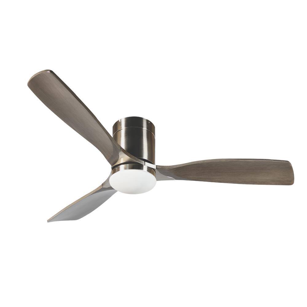 ExBrite Solid 52 in. Integrated LED Indoor Grey Flush Mount Ceiling Fan ...