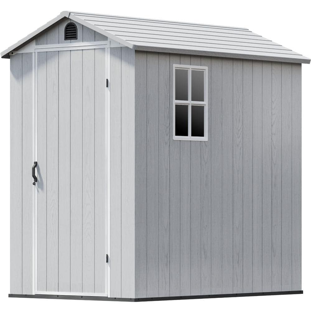Patiowell 4 ft. W x 6 ft. D Plastic Outdoor Storage Shed with Floor and ...