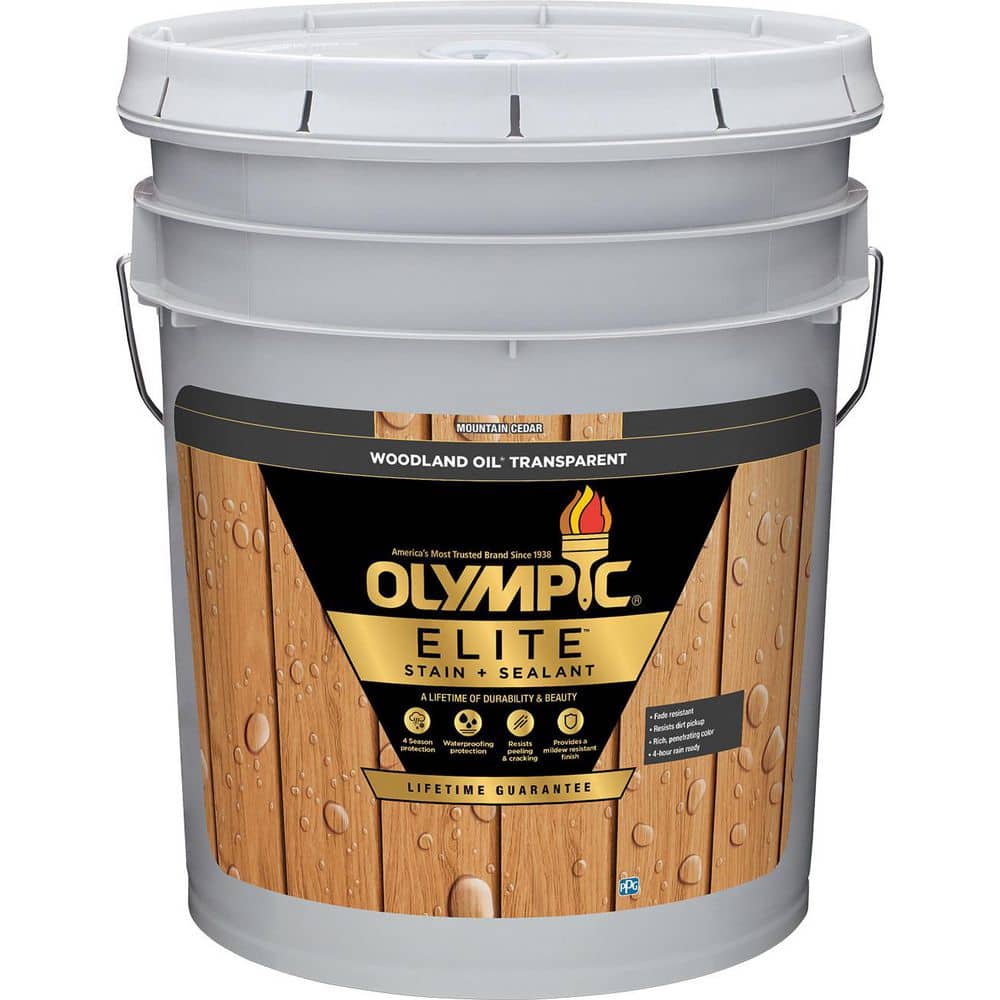 Olympic Elite 5 gal. Mountain Cedar Woodland Oil Transparent Stain and ...