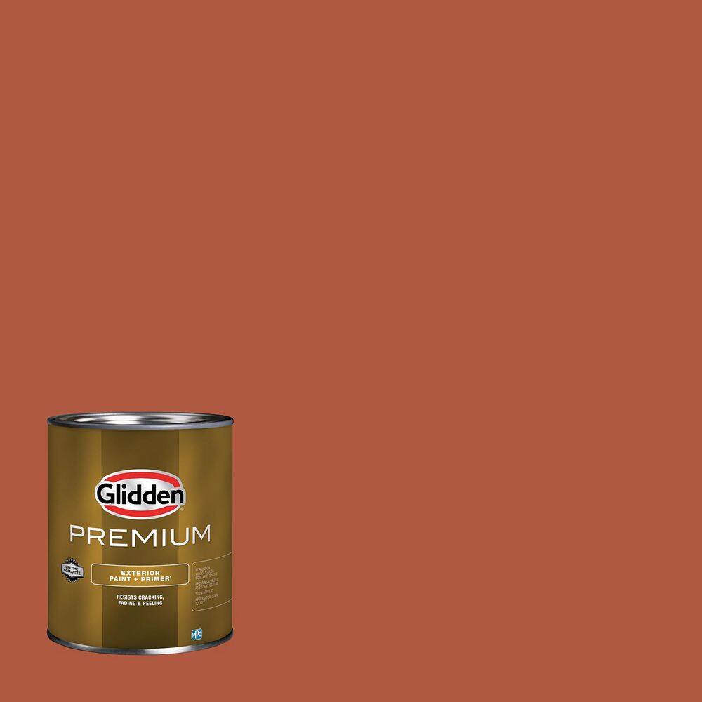 Glidden Premium 1 qt. PPG1191-7 Glowing Firelight Satin Exterior Latex ...