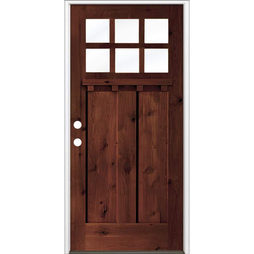 Krosswood Doors 36 in. x 80 in. Knotty Alder Right-Hand/Inswing 6 Lite ...