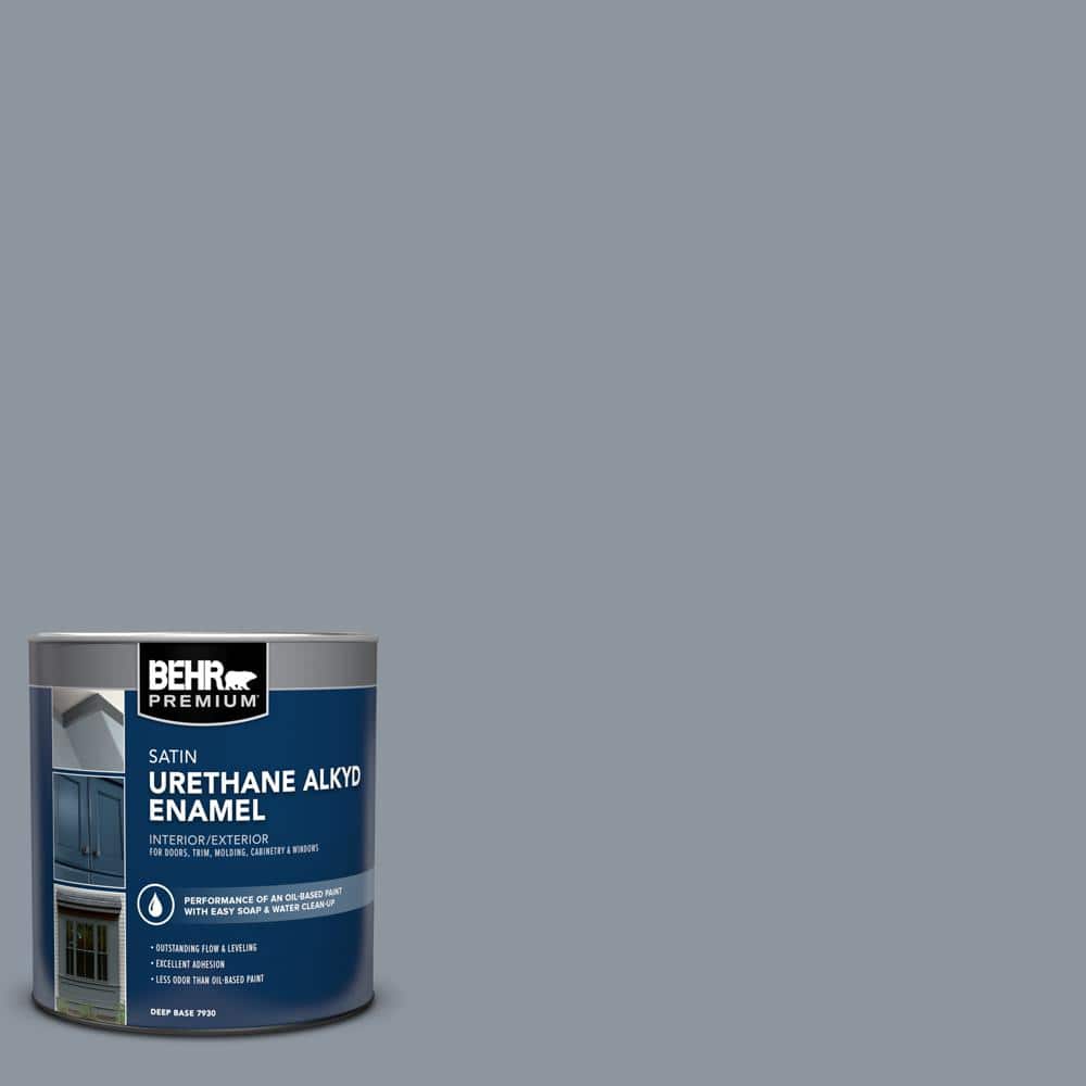 BEHR PREMIUM 1 qt. #750F-4 Raging Sea Satin Enamel Urethane Alkyd ...