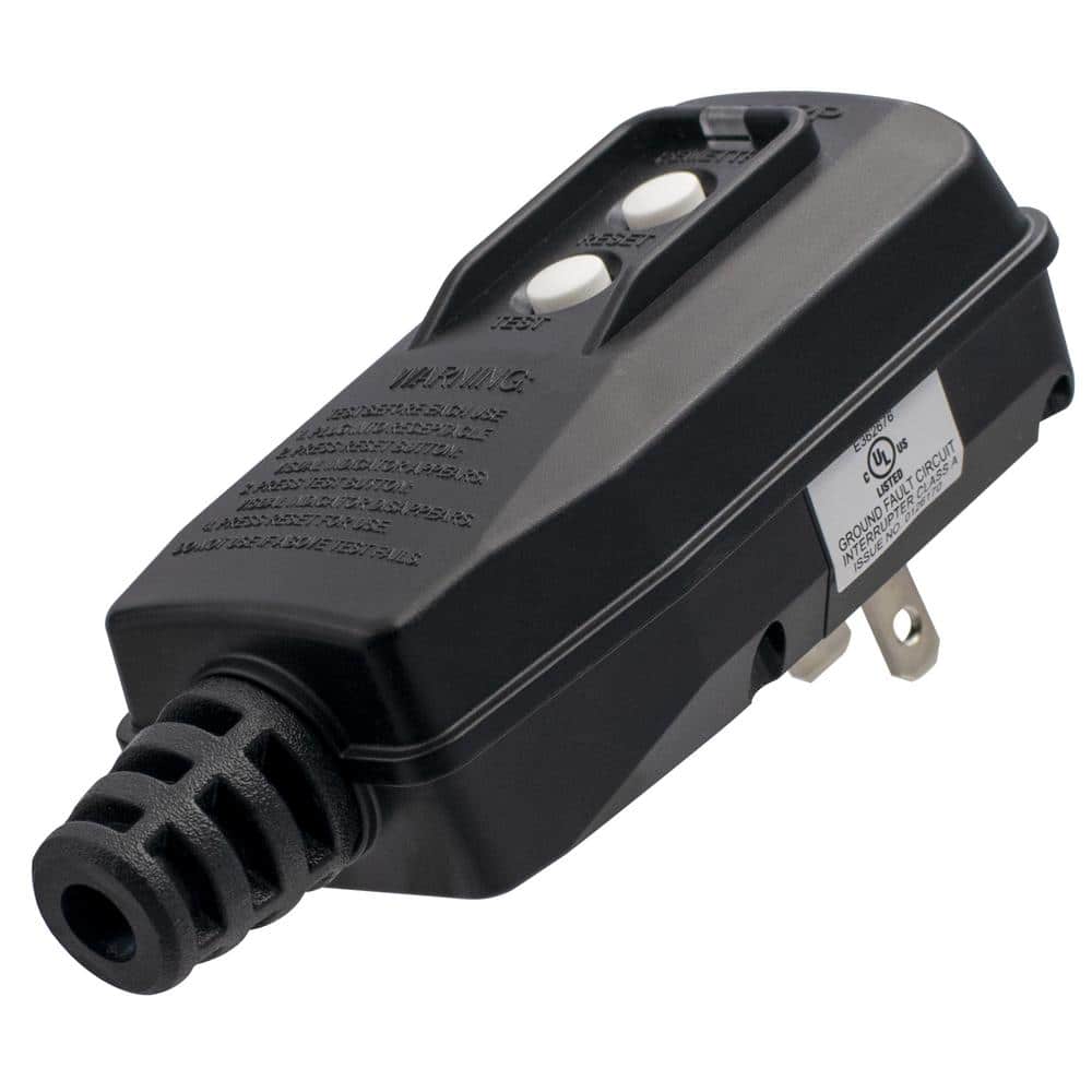 ELEGRP 4.67 in. 15 Amp Manual Reset 2 Prong Portable GFCI Replacement ...