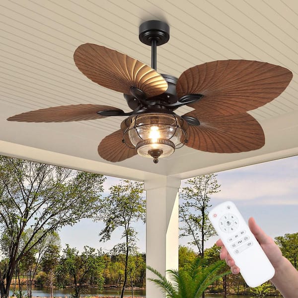 Reviews for Kviflon 52 in. Indoor/Outdoor Downrod Palm Leaf Black ...
