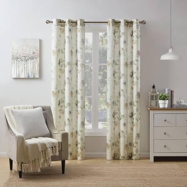 Blooming Natural Polyester 38 in. W x 84 in.Printed Grommet Light ...