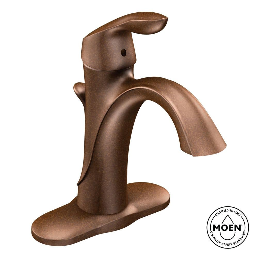 MOEN Eva Single-Handle Single Hole High Arc Bathroom Faucet in Oil ...