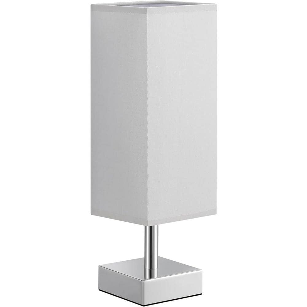 Etokfoks 13.2 in. Silver Minimalist Small Table Lamp for Bedroom with ...
