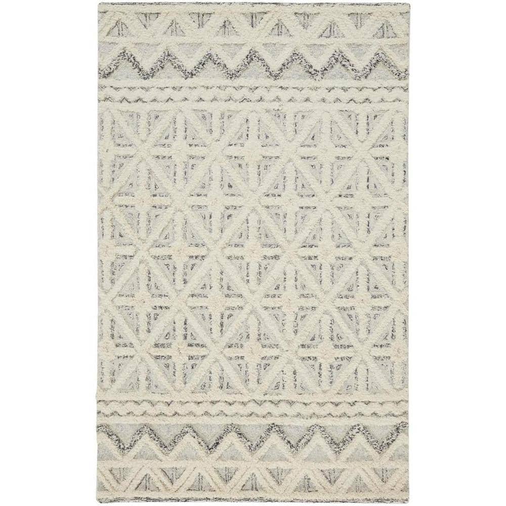 HomeRoots 8 x 10 Ivory and Black Geometric Area Rug 2000512783 - The ...