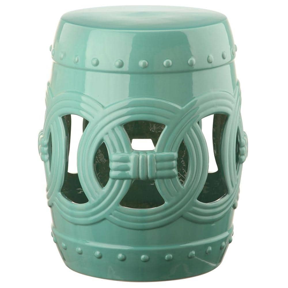 SAFAVIEH Double Coin Light Blue Ceramic Garden Stool ACS4500F - The ...