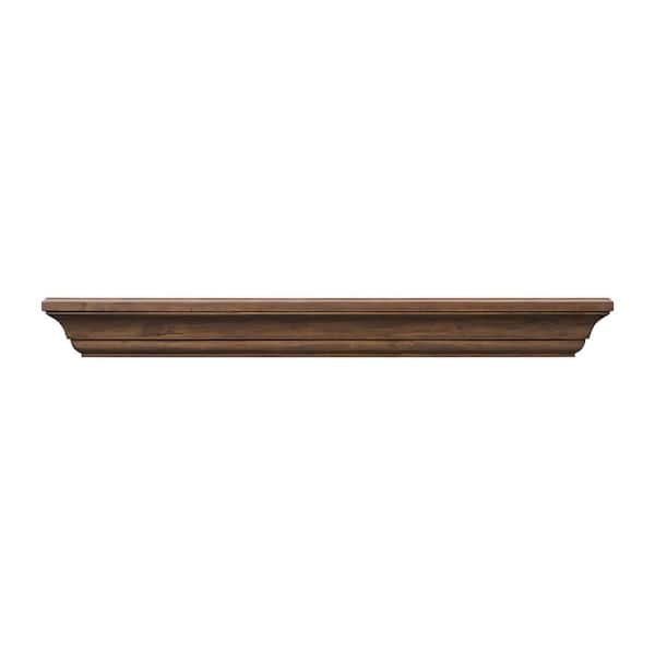 MANTELSDIRECT Colton Umber Stain 60 in. Wood Fireplace Cap-Shelf Mantel ...