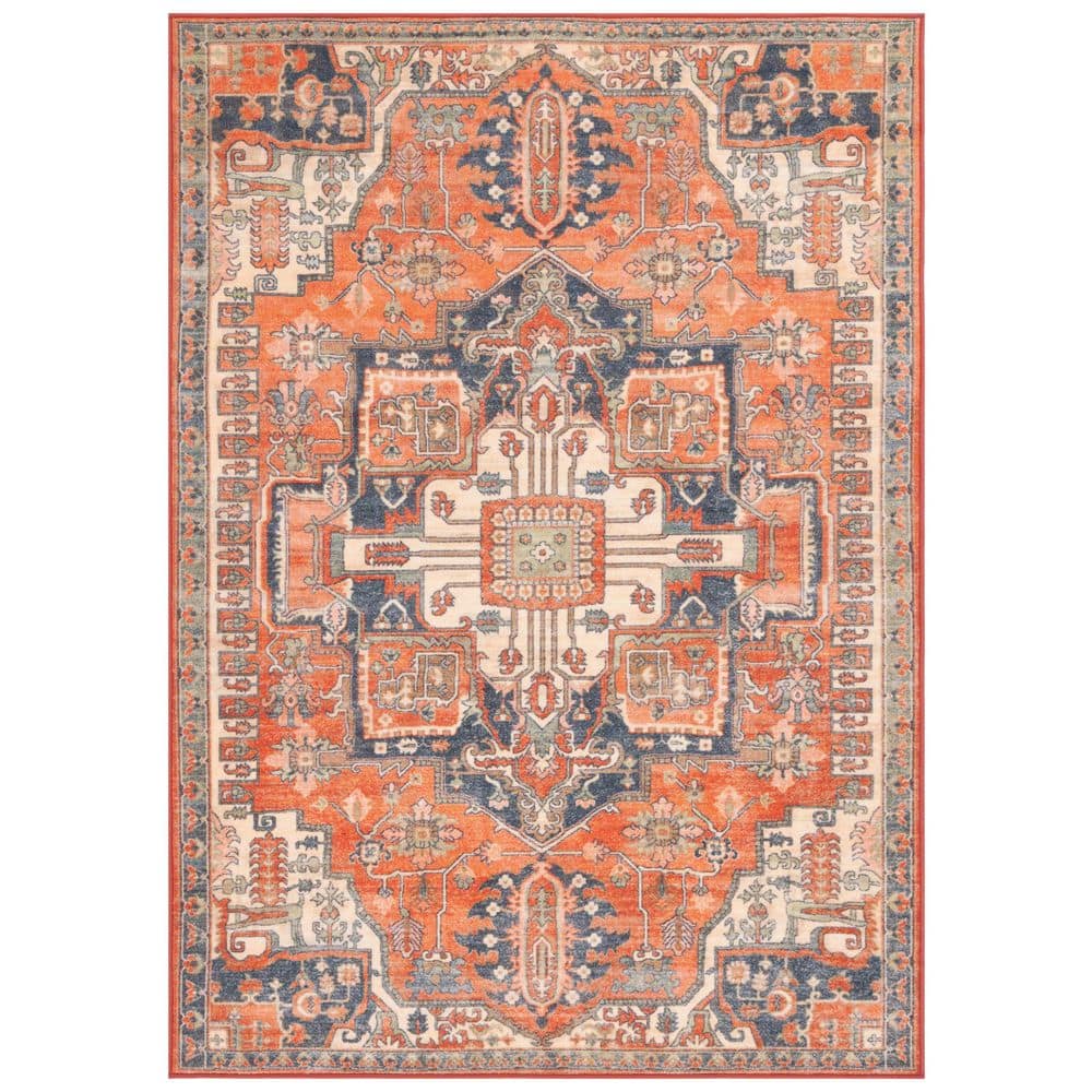 SAFAVIEH Journey 5 ft. x 8 ft. Rust/Navy Machine Washable Abstract ...