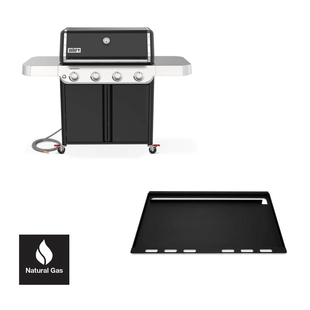 Weber Genesis E-415 4-Burner Natural Gas Grill in Black with Full Size ...