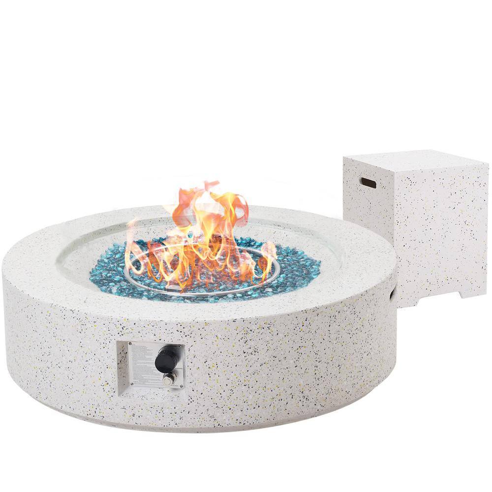 Reviews for White 41 in. 50,000 BTU Round Reinforced Concrete Outdoor ...