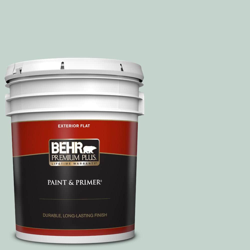 BEHR PREMIUM PLUS 5 gal. #N430-2 Natures Reflection Flat Exterior Paint ...