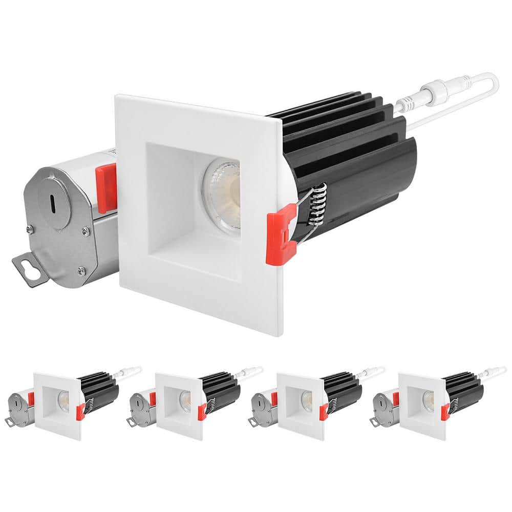 LUXRITE 2 in. Square LED Recessed Light J-Box 15 Watt 5 Color ...