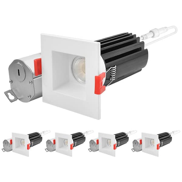 LUXRITE 2 in. Square LED Recessed Light J-Box 15 Watt 5 Color ...