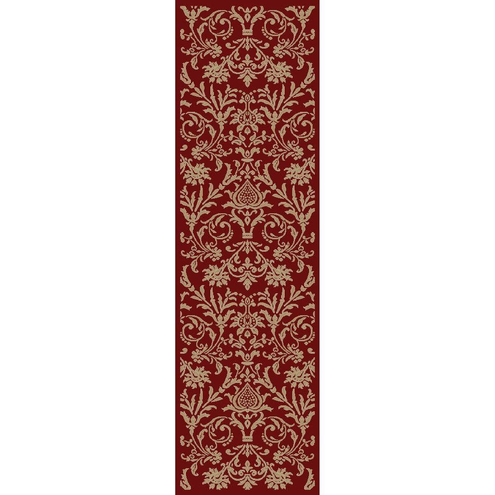 Concord Global Trading Jewel Damask Red 2 ft. x 8 ft. Runner Rug 49402 ...