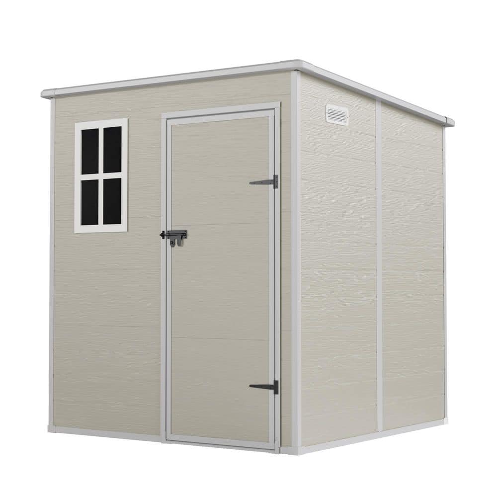 ELPOSUN 6 ft. W x 6 ft. D Pale Taupe Outdoor Resin Plastic Storage Shed ...