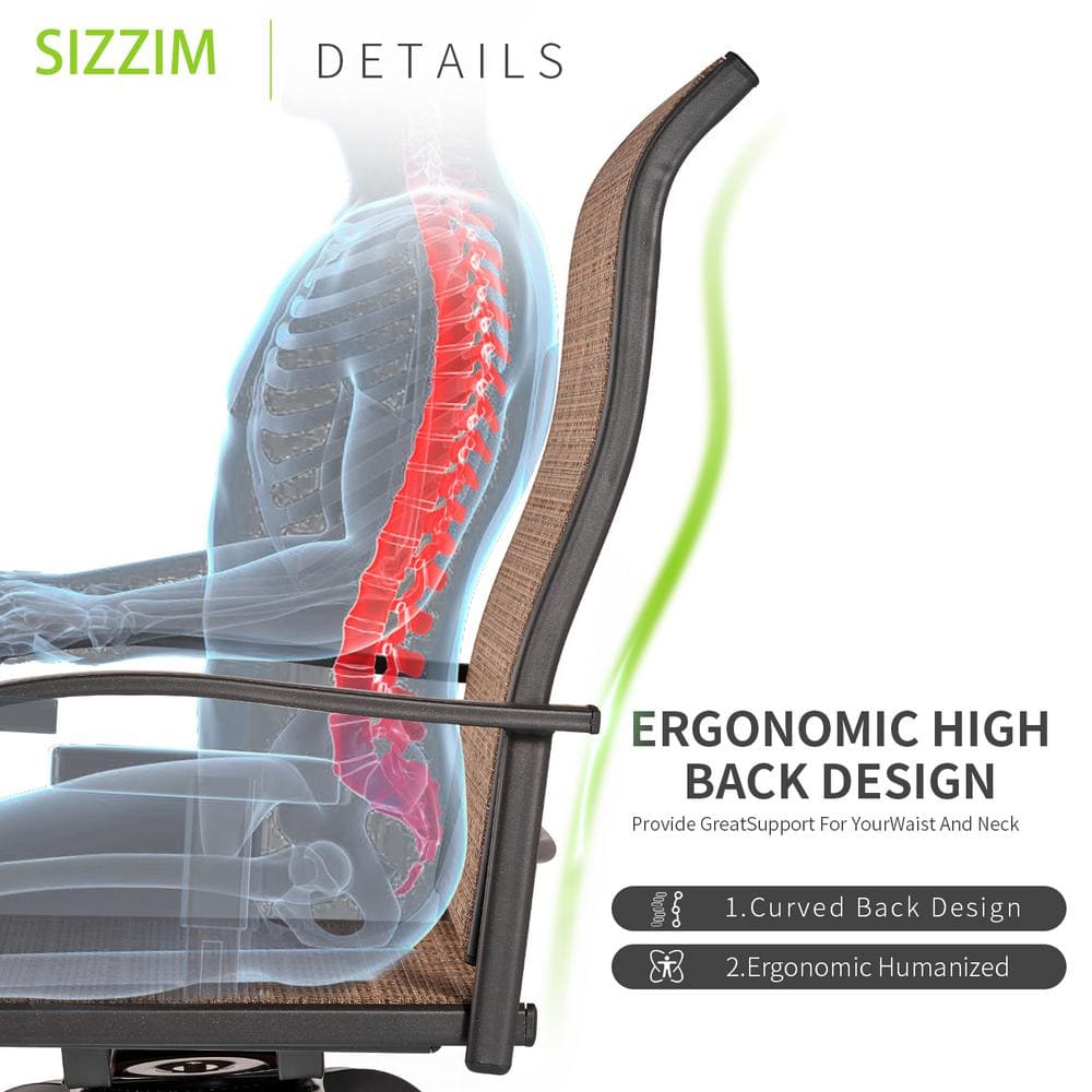 Sizzim 3-Piece Steel Outdoor Bar Set with High Swivel Bistro Chairs SM ...