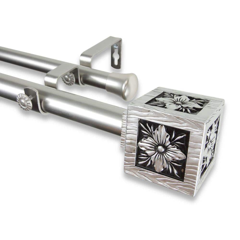 Rod Desyne 48 in. - 84 in. Telescoping 1 in. Double Curtain Rod Kit in ...