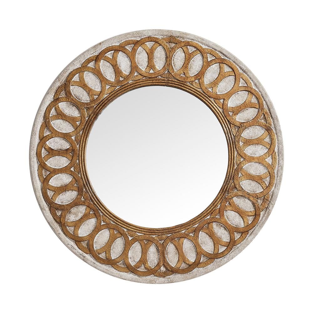matrix decor 31.5 in. W x 31.5 in. H Round Rustic Framed Wall Bathroom ...