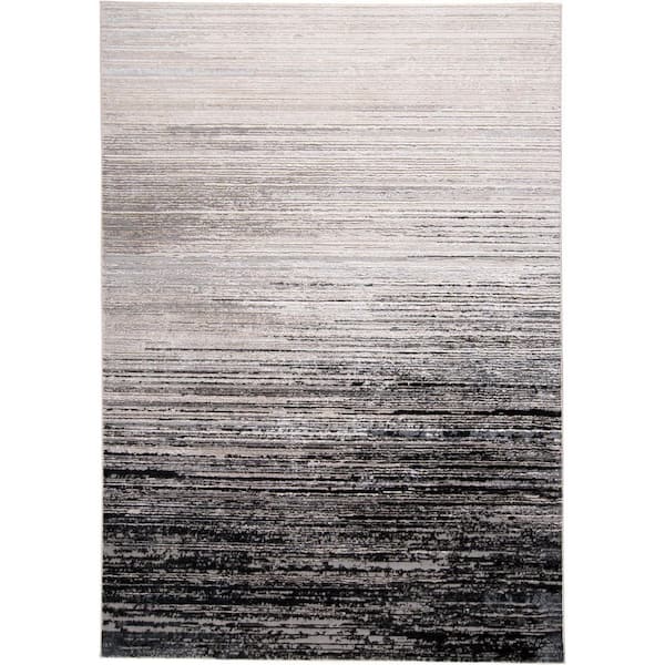 HomeRoots 12 ft. x 15 ft. Beige and Black Ombre Area Rug 2000511550 ...