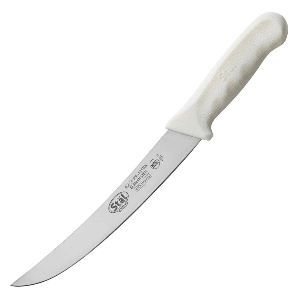 Winco 8 in. Breaking Knife with White Handle KWP-82 - The Home Depot