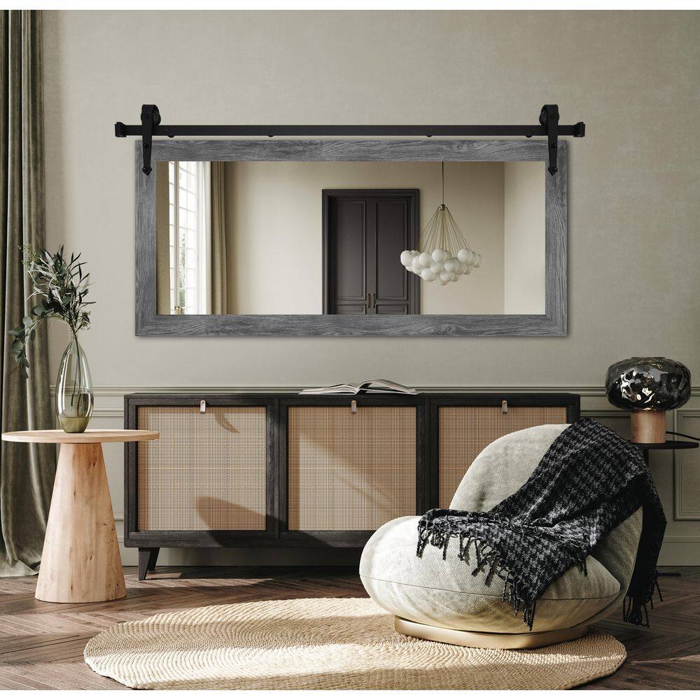 Rayne Mirrors (60 in. W x 33 in. H) Grey Modern Rustic Mirror with ...