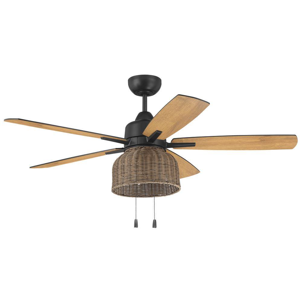CRAFTMADE Woven 52 in. Indoor Flat Black Dual Mount 3-Speed Reversible ...