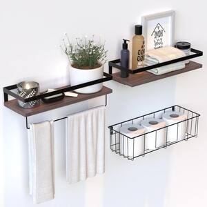 Cubilan 16.5 in. W x 5.9 in. D Decorative Wall Shelf, Dark Brown Wall ...