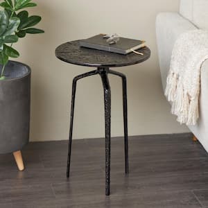 Litton Lane 15 in. Silver Large Round Glass End Accent Table with ...
